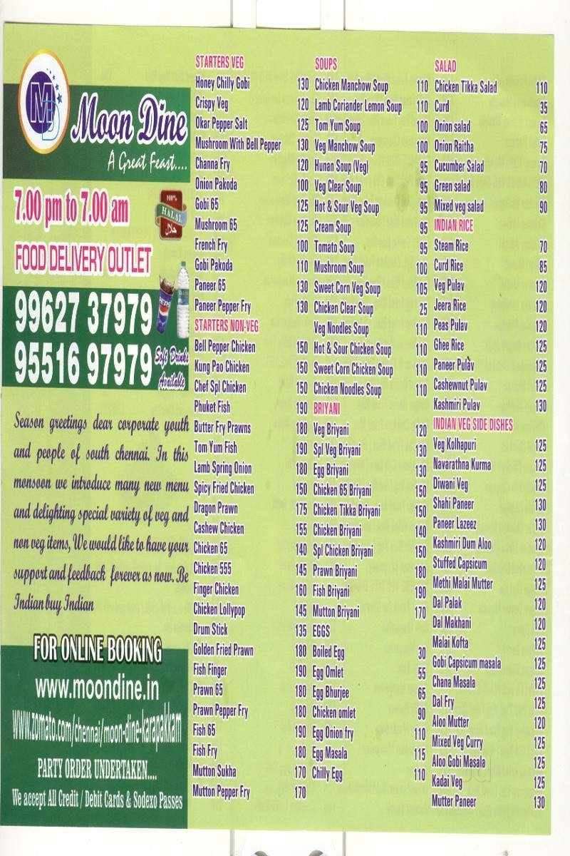 Moon Dine in Karapakkam,Chennai - Order Food Online - Best North Indian ...