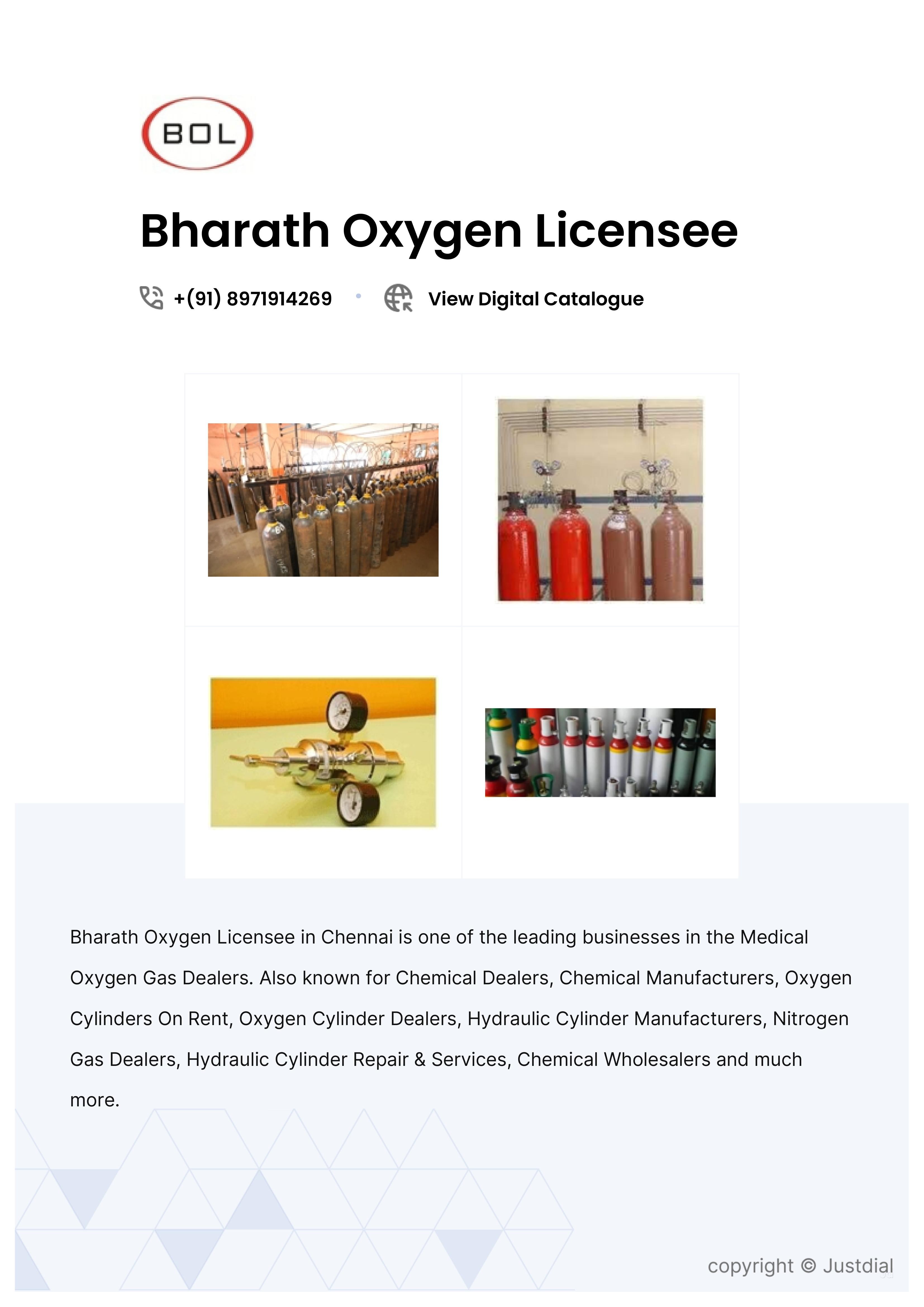 Bharath Oxygen Licensee - Manufacturer from Gummidipundi, Chennai, India | Company Profile