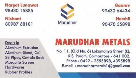 Marudhar Metals in RS Puram Coimbatore, Coimbatore - Best Aluminium ...