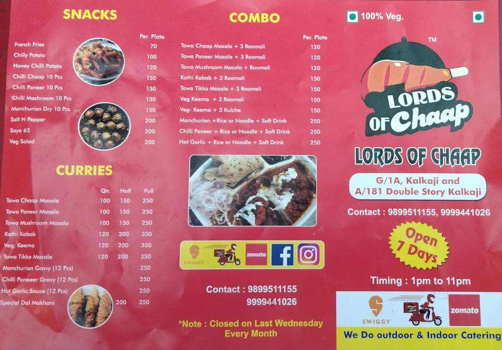 Lords Of Chaap in Kalkaji,Delhi - Order Food Online - Best North Indian ...