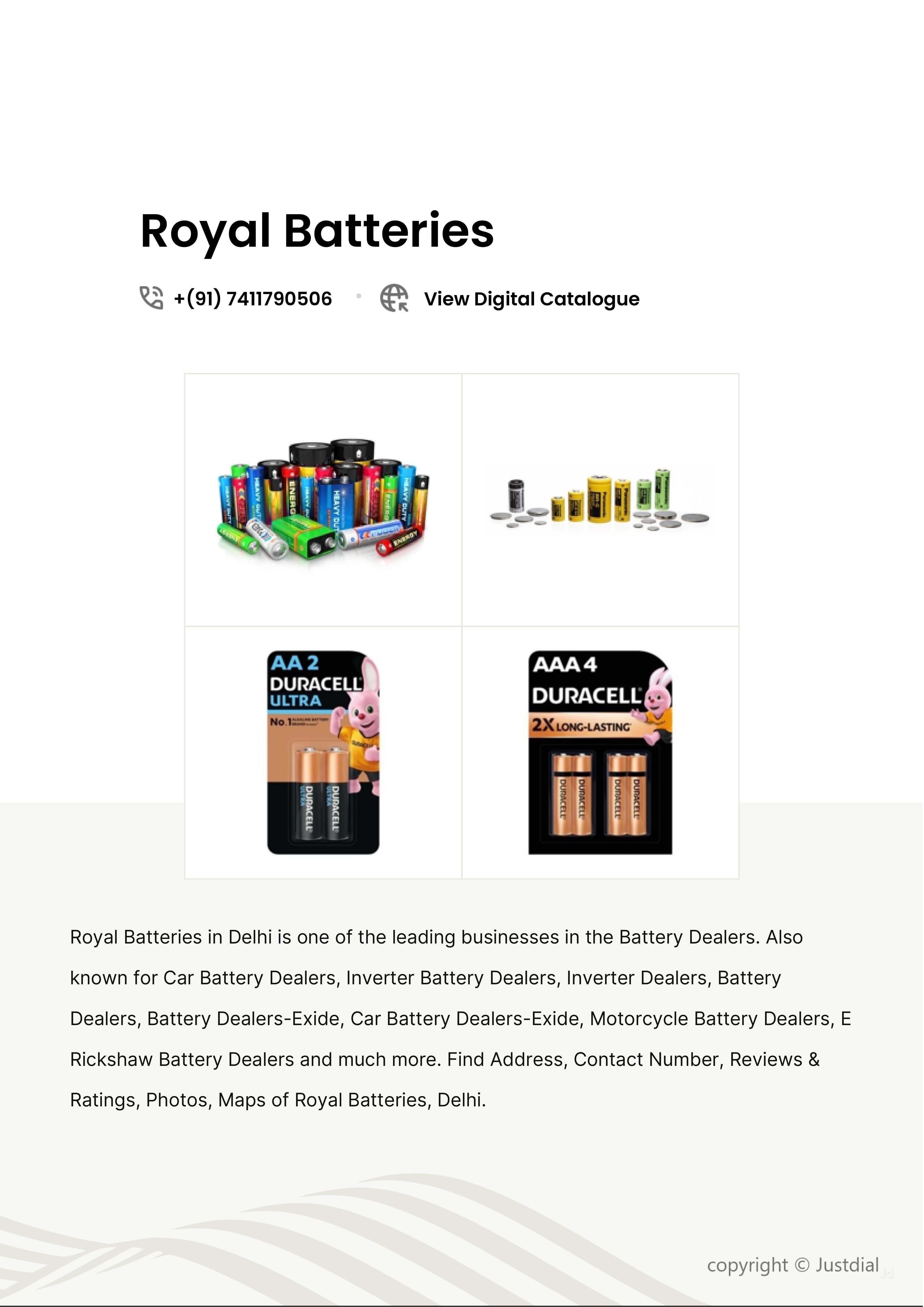 Royal Batteries - Dealer from Jagat Puri, Delhi, India | Company Profile