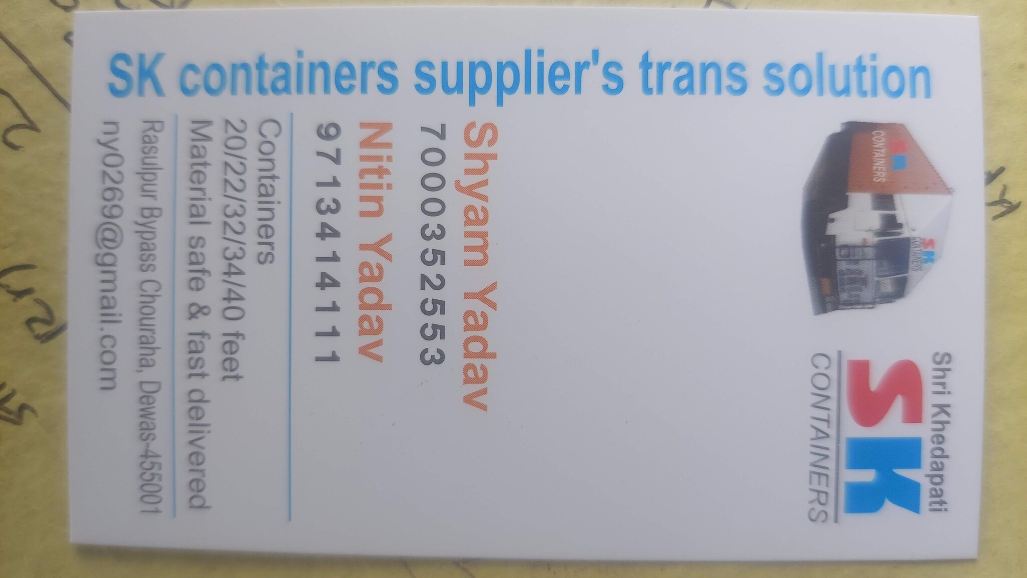 Sk Container Supplier Trans Solution in Dewas Road, Dewas - Best ...
