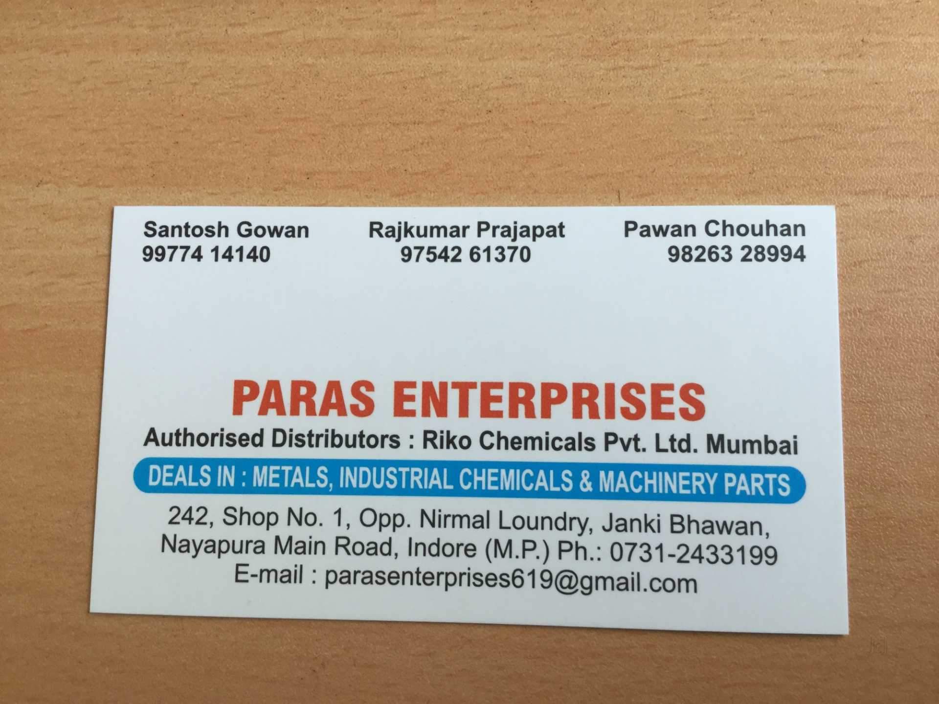 Paras Enterprises in Nayapura, Indore - Best Electroplating Chemical ...