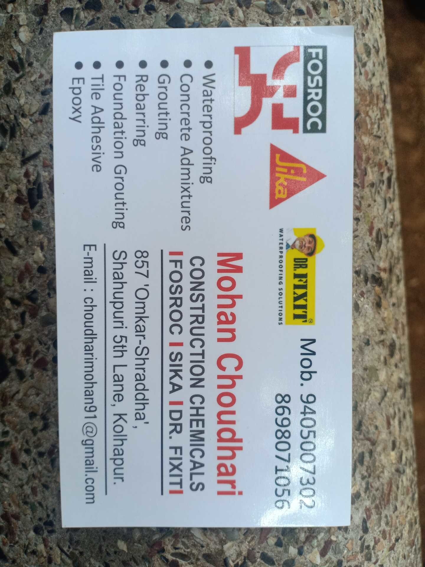 Mohan Choudhari in Shahupuri, Kolhapur - Best Construction Chemical ...