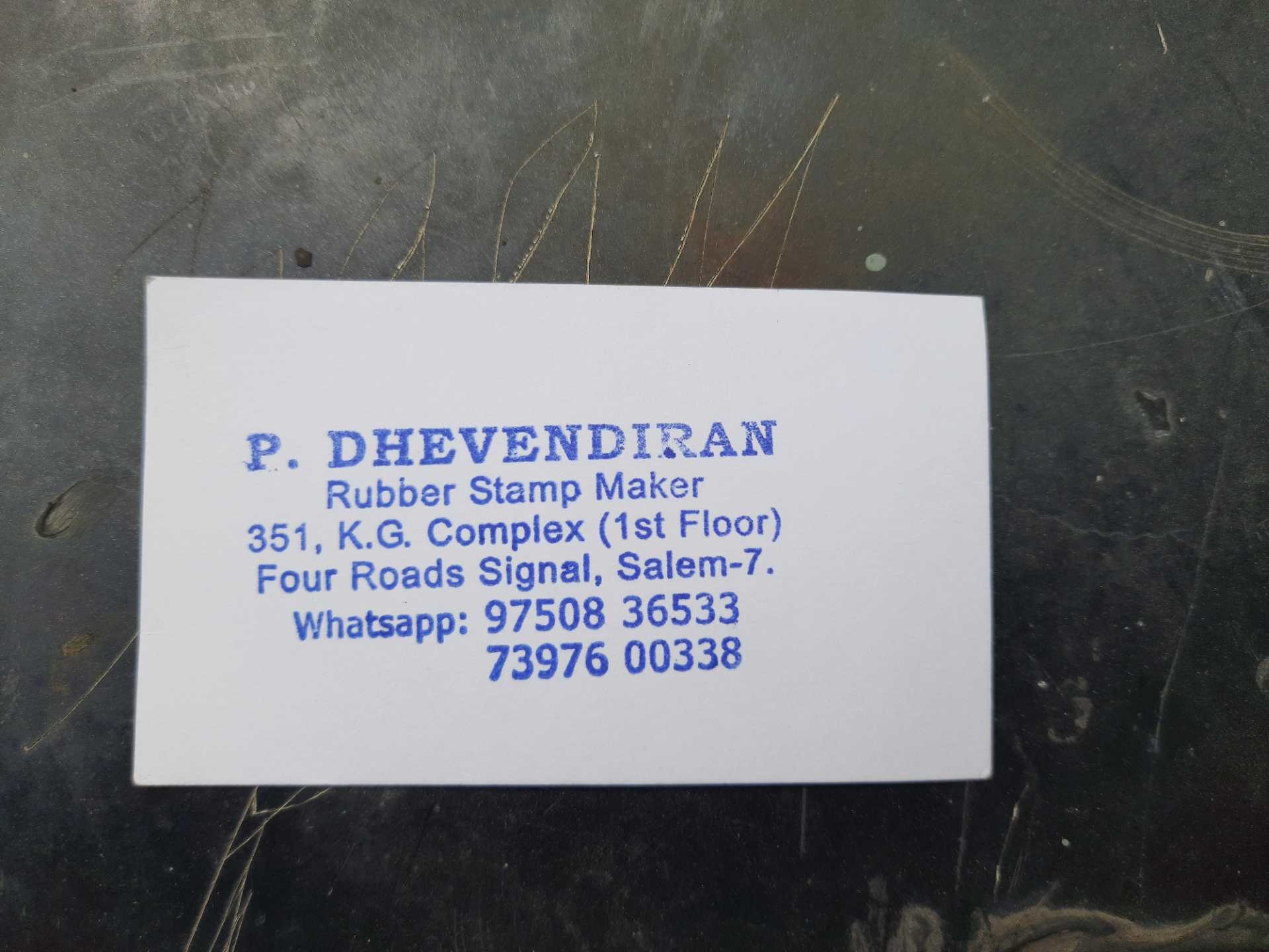 P.DHEVENDIRAN Rubber Stamp Maker in Salem Extension, Salem - Best ...