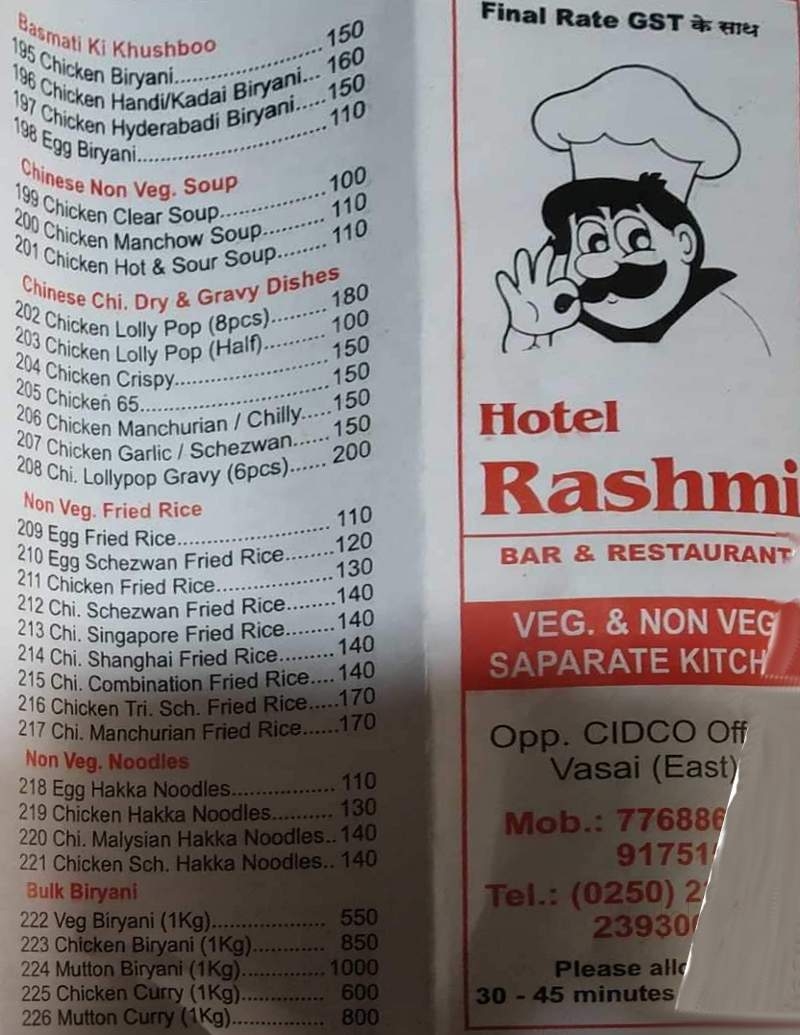 Rashmi Bar And Restaurants in Vasai East,Mumbai - Best North Indian ...