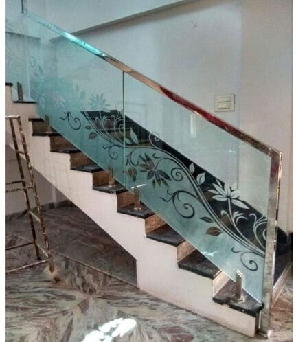 304 Stainless Steel Silver Stair Glass Railing in Delhi at ₹ 500 / Kg ...