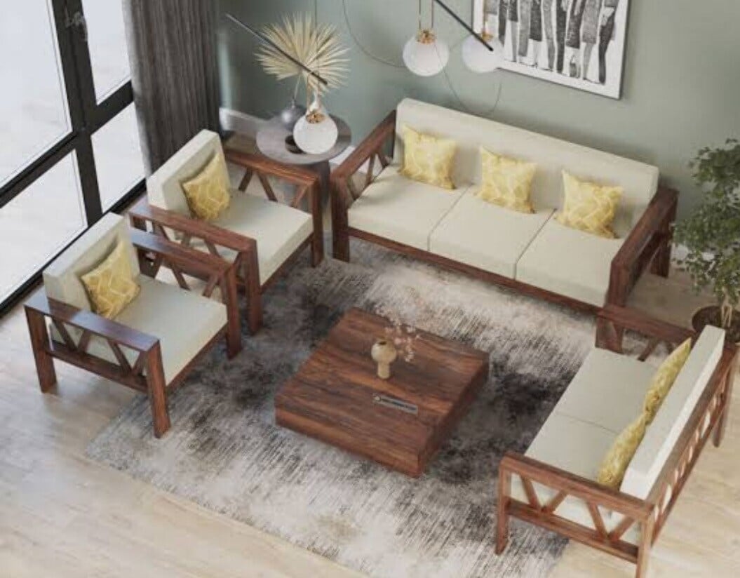 Seven seater wooden sofa store