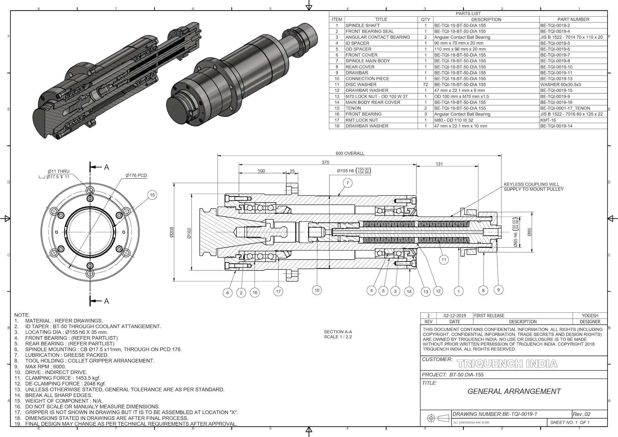 BT50 155 mm Milling Spindle in Howrah at best price by Triquench India Pvt.ltd - Justdial