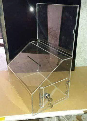 Acrylic Drop Box With Lock for School, Square Transparent Design in ...