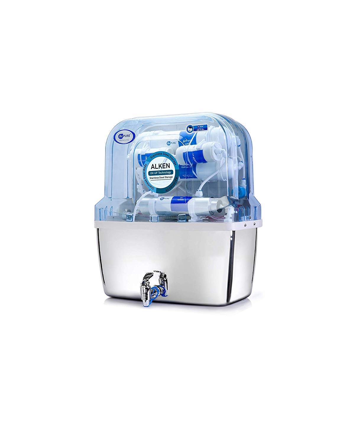 Buy BePURE Alken 12 Ltr Stainless Steel Tank UV UF Water Purifier No Harmful Plastic Storage Online Best Price BePURE Alken 12 Ltr Stainless Steel Tank UV UF Water
