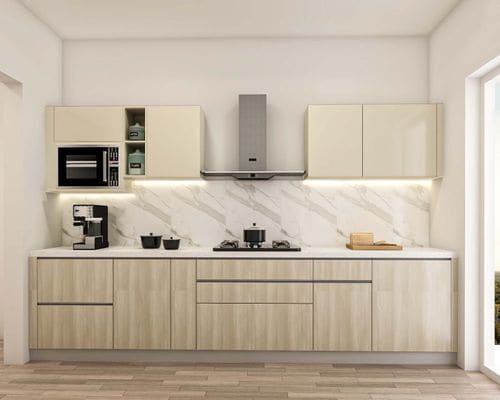 Classic Modular Parallel Kitchen Design With Marble Dado Tiles in Pune ...