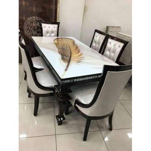 Modern 6 Seater Solid Beech Wood Dining Table Rectangle Shape White