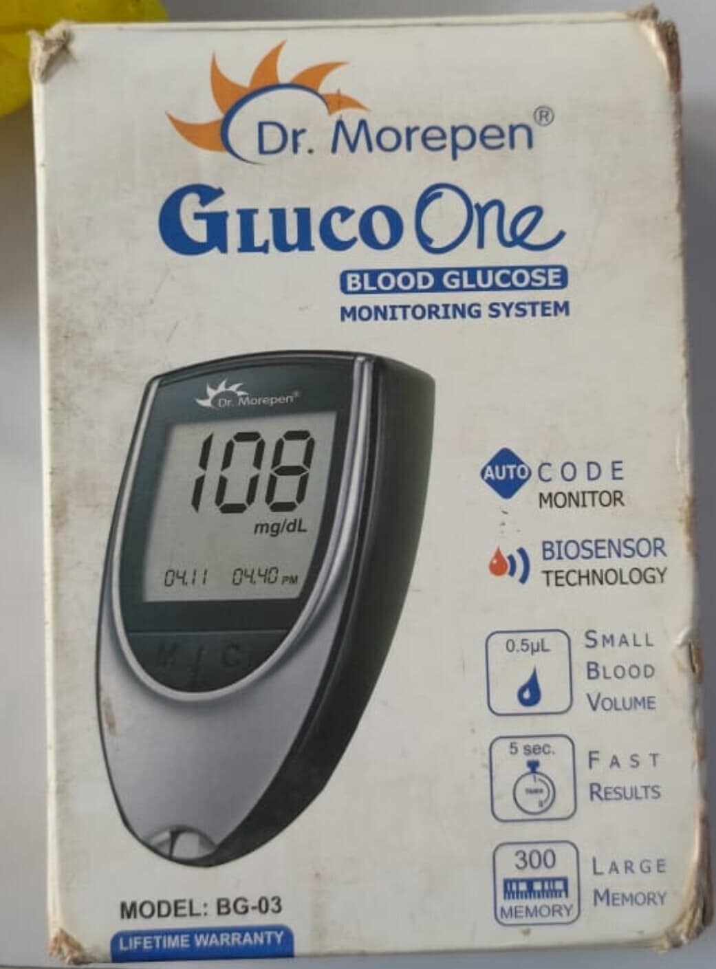 Dr. Morepen Gluco One Blood Glucose Monitoring Machine, Model- BG-03 in ...