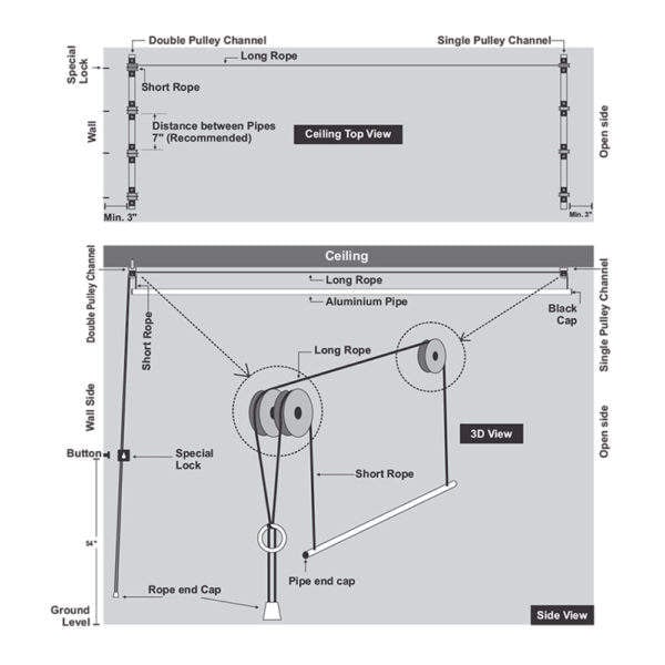 Easydry Ceiling Mounted Pulley System Cloth Dryer | Shelly Lighting