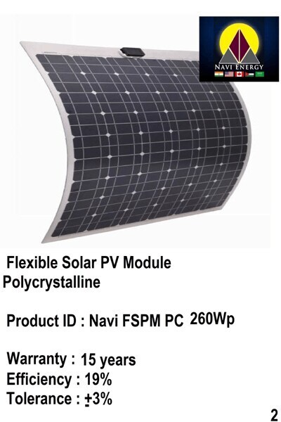 Flexible Solar PV Module PolyCrystalline ProductID:Navi FSPM PC 260Wp ...