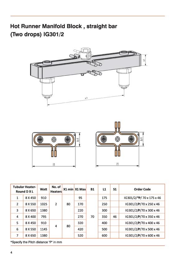 Hot Runner Manifold Block Straight Bar Two Drops IG301/2 in Bangalore ...