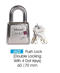 SHEEL Jazz Push Lock Double Locking With 4 Dot Keys Iron Padlock in ...
