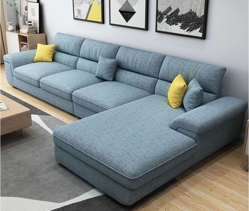 Modern Blue Fabric L Shape Sofa Set in Delhi at ₹ 10,000 - ₹ 10 L / Set ...