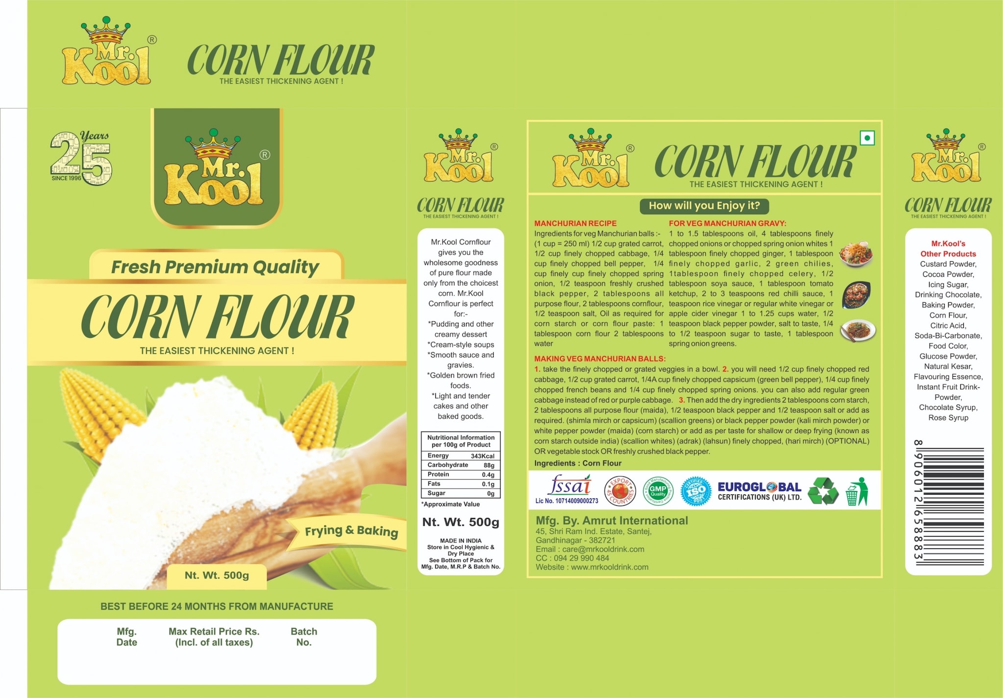 Mr.Kool Cornflour 500gm Box in Ahmedabad at ₹ 199 / Unit by Amrut ...