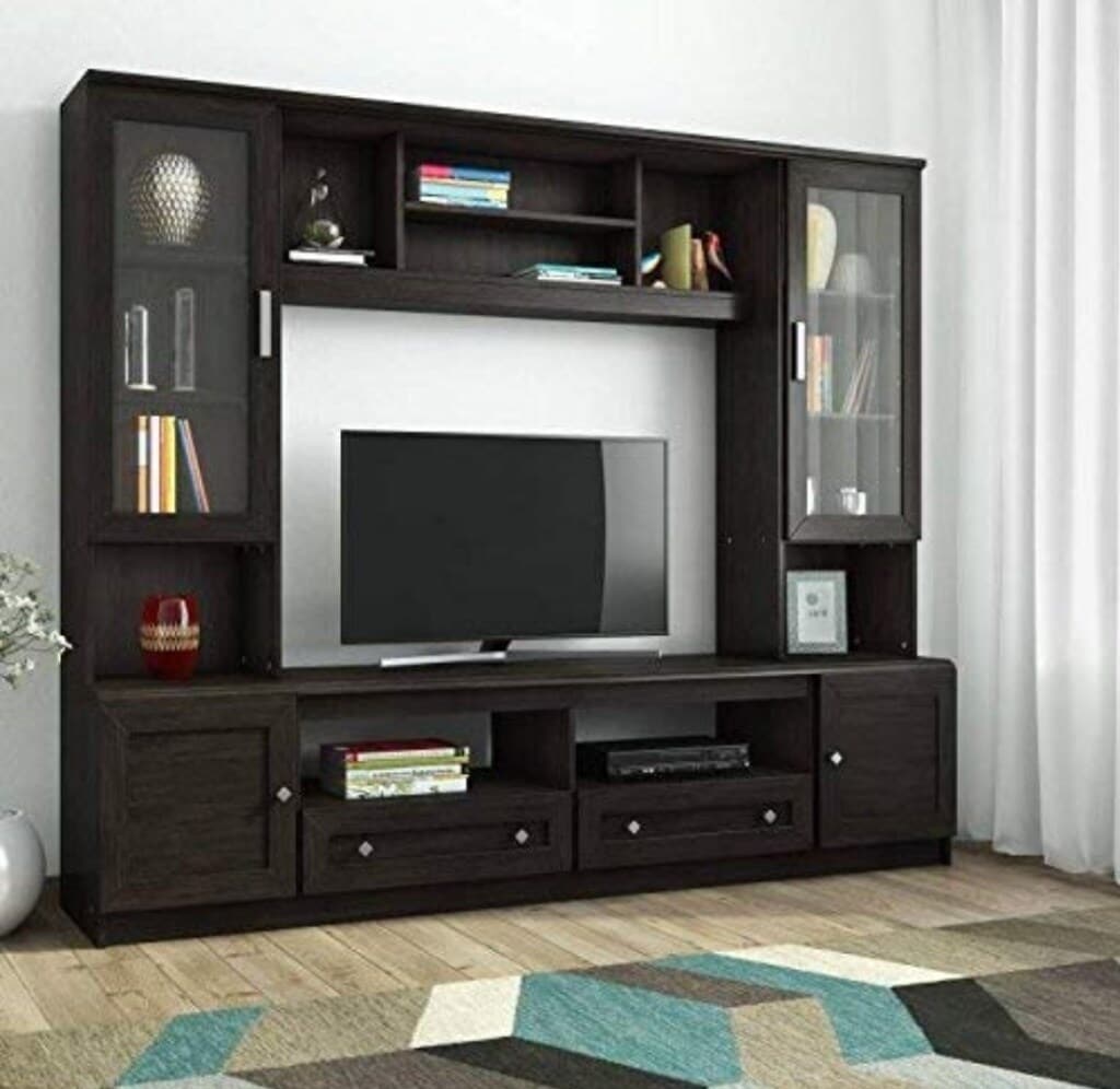 Wall mounted Plywood TV Wall Unit with 2 drawers for up to 65 inch TV