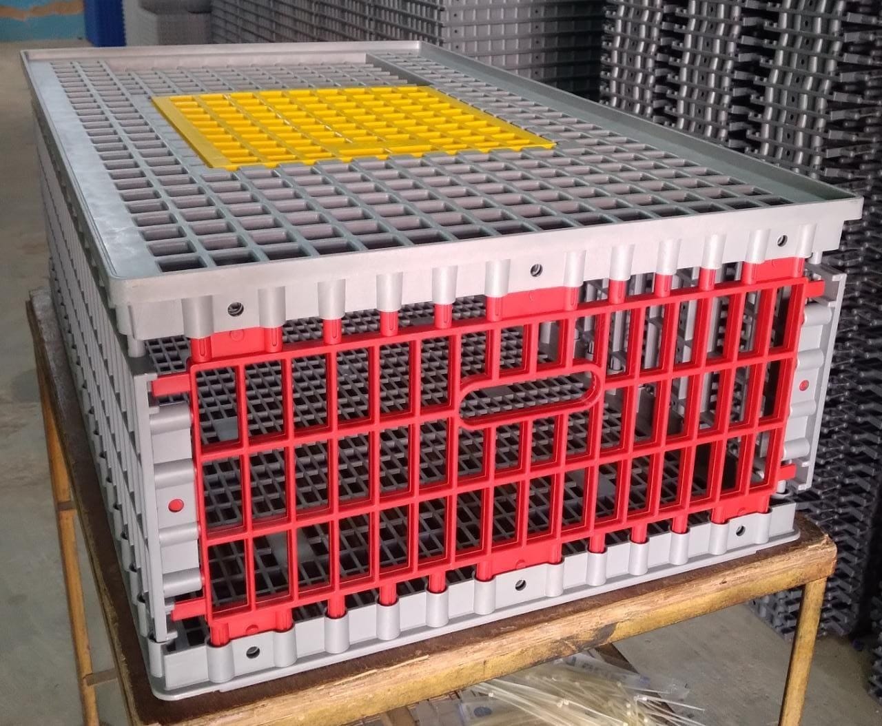 Poultry Plastic Transportation Cage Box (Grey With Red) in Ajmer at ...