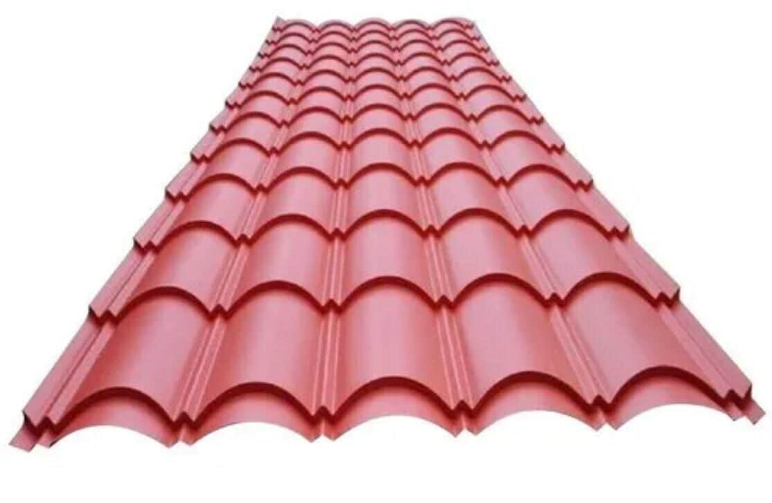 Rectangular Stainless Steel Color Coated Roofing Sheet Red 20 Feet in ...