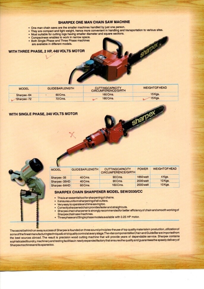 Sharpex One man Electric Chain Saw Machine Model 64