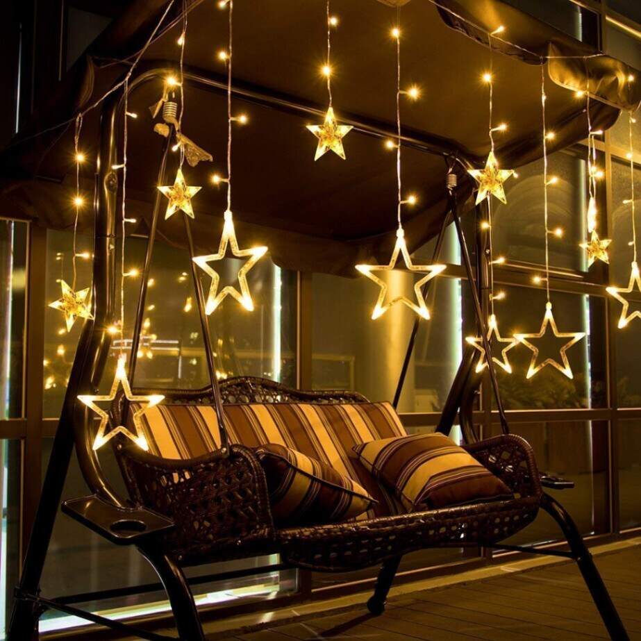Star Shape LED Curtain String Lights for Home Decoration Window Hanging ...