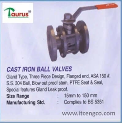 ITC Engineering Company Cast Iron 3pcs Flanged BallValve in Hyderabad ...