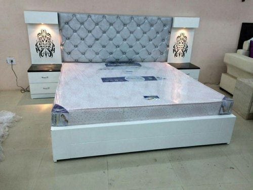 Double bed design in white colour store