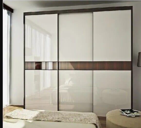 Grey and white sliding wardrobe doors store
