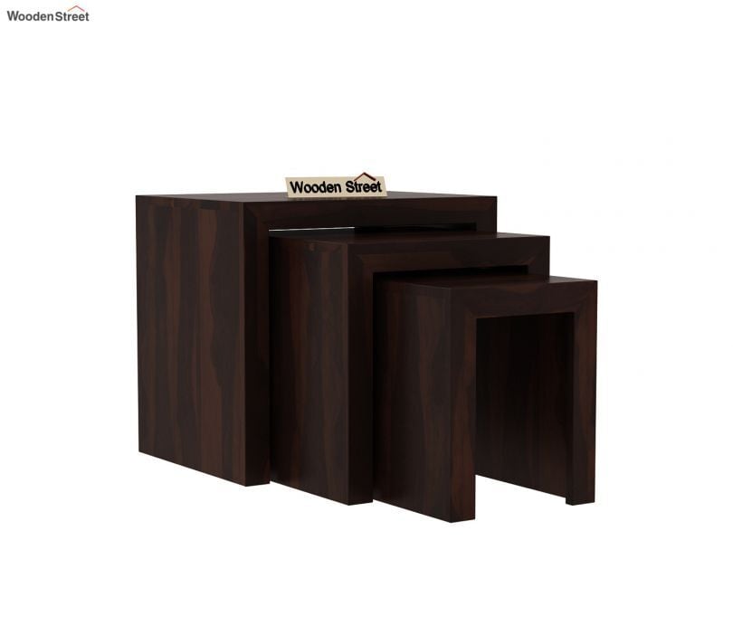 Wooden Street Arie Sheesham Wood Nest of Tables (Walnut Finish) in ...