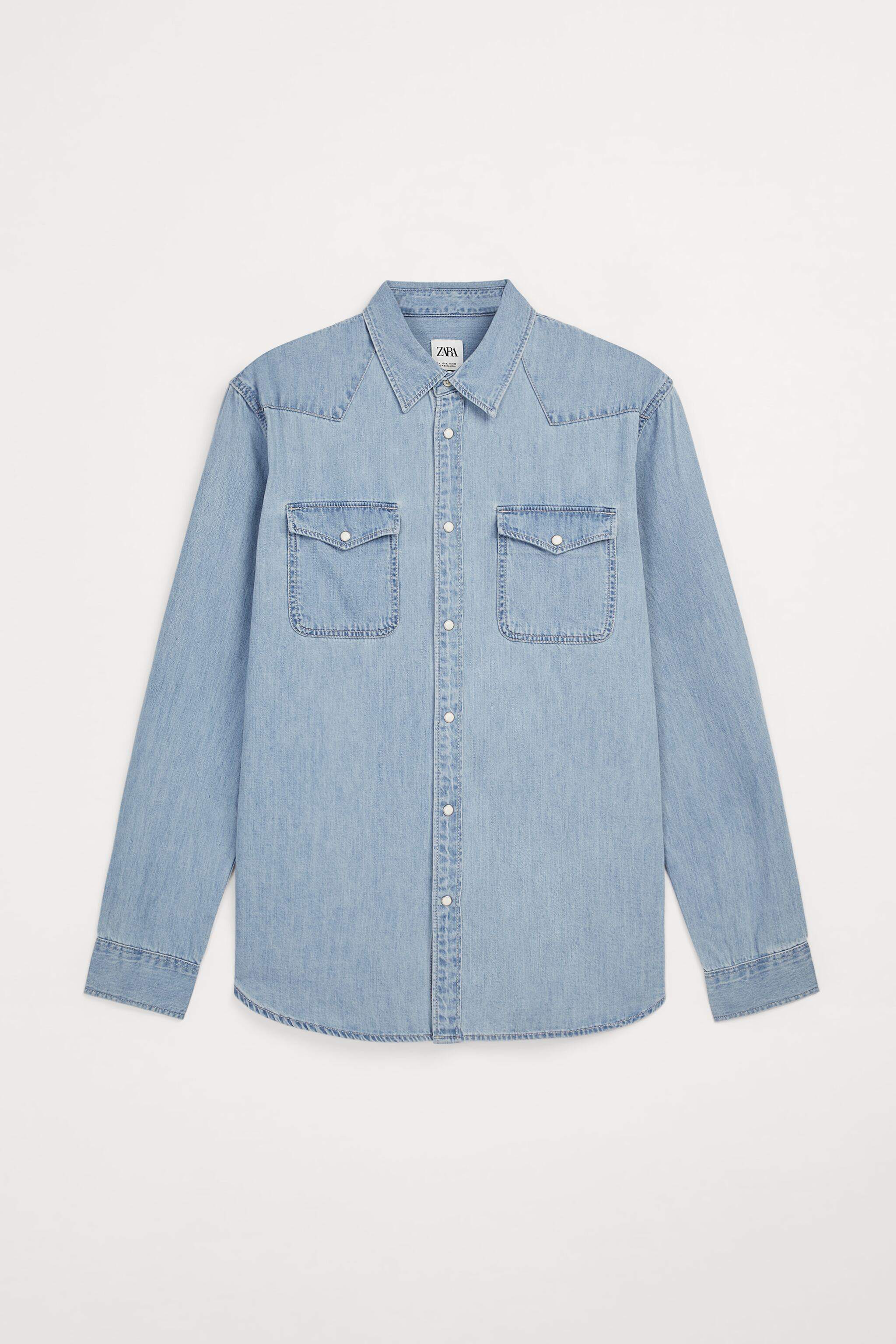 ZARA Mens Topstitched Denim Shirt (Light Blue) in Pune at ₹ 1,871 ...