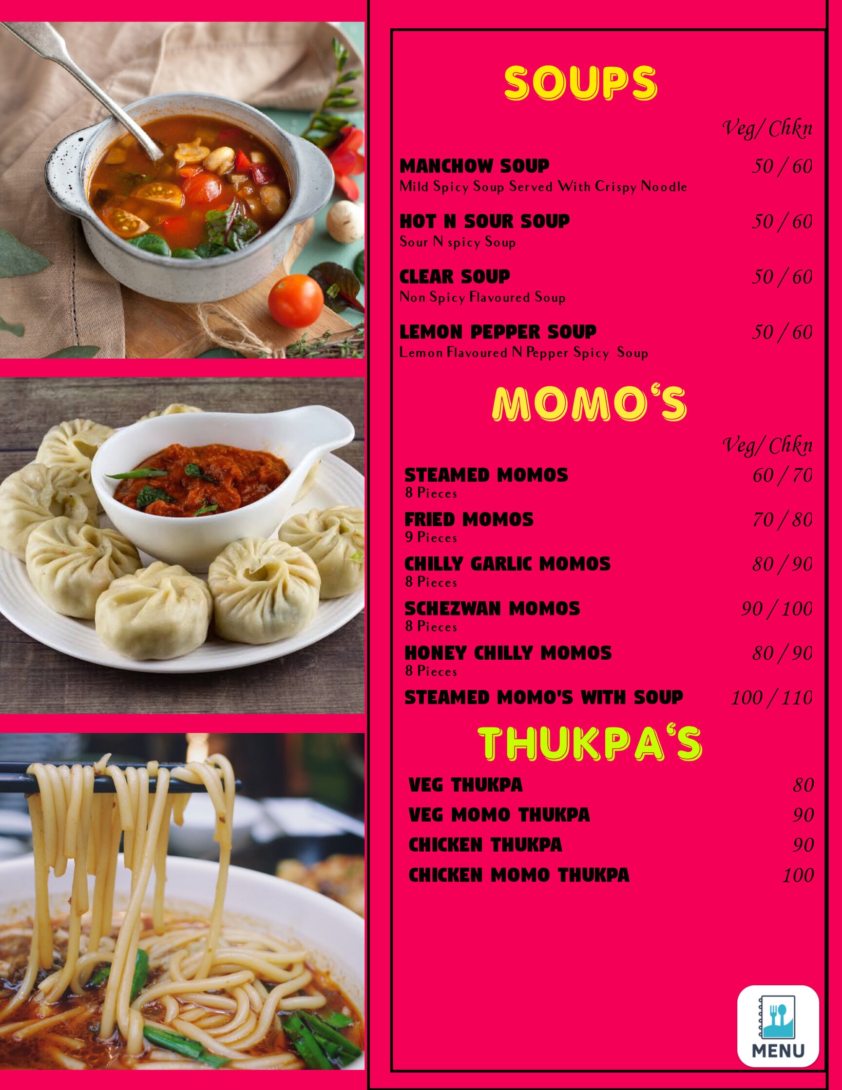 Momos menu store