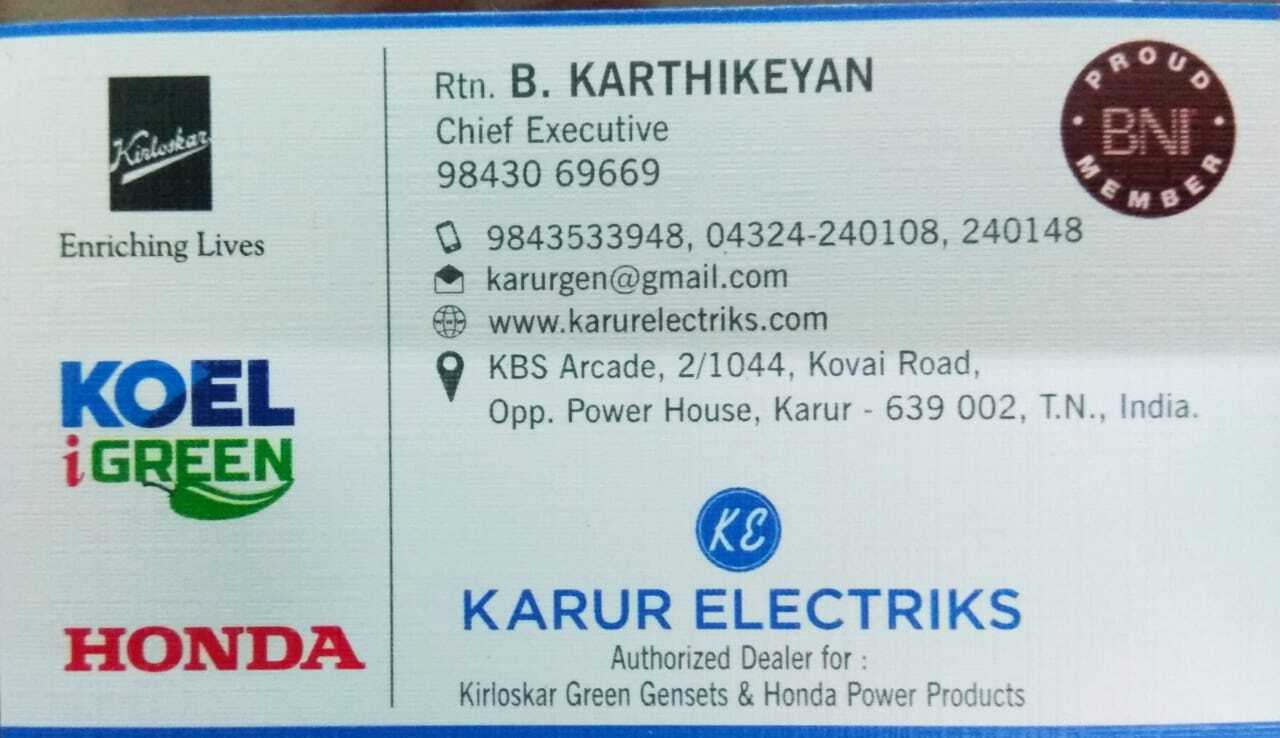 Karur Electriks in Karur - Best Generator Dealers in Karur - Justdial