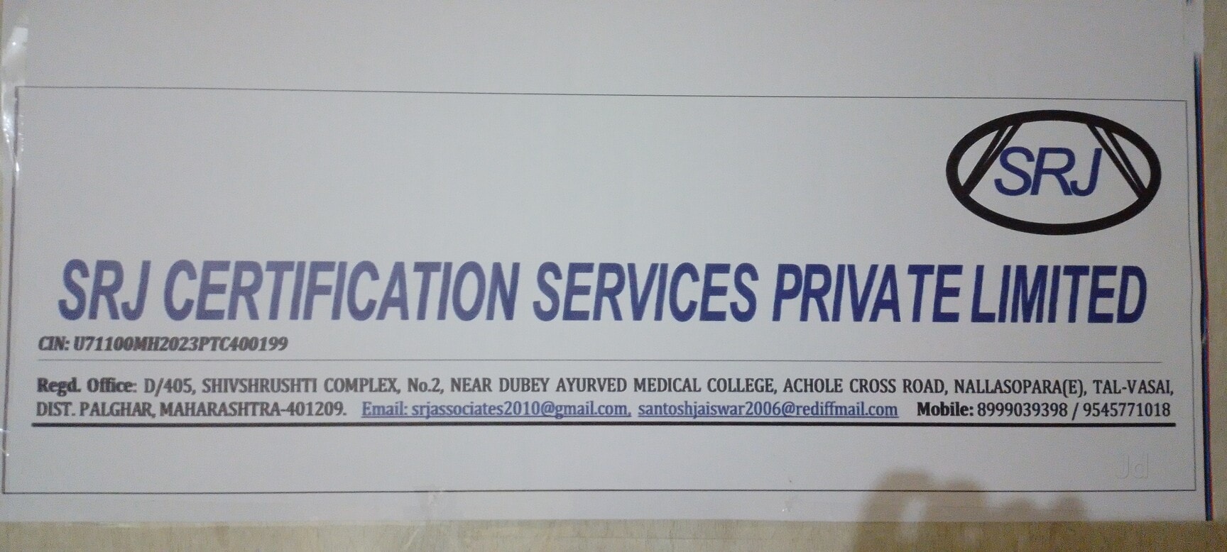 SRJ CERTIFICATION SERVICES PVT. LTD. in Nalasopara East, Palghar - Best ...
